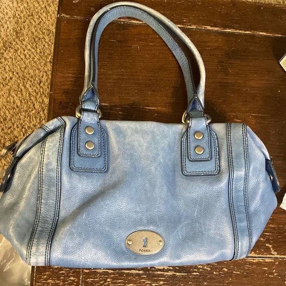 Fossil | Bags | Fossil Blue Leather Handbag | Poshmark